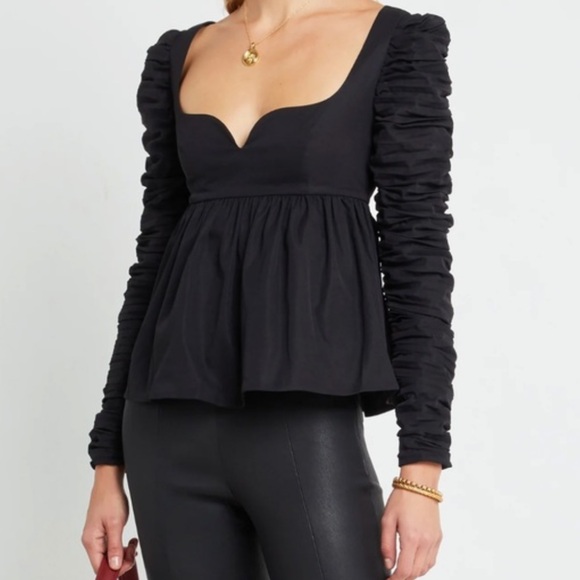 Kourt | Tops | Few Moda Alice Black Ruched Sleeve Top By Kourt | Poshmark